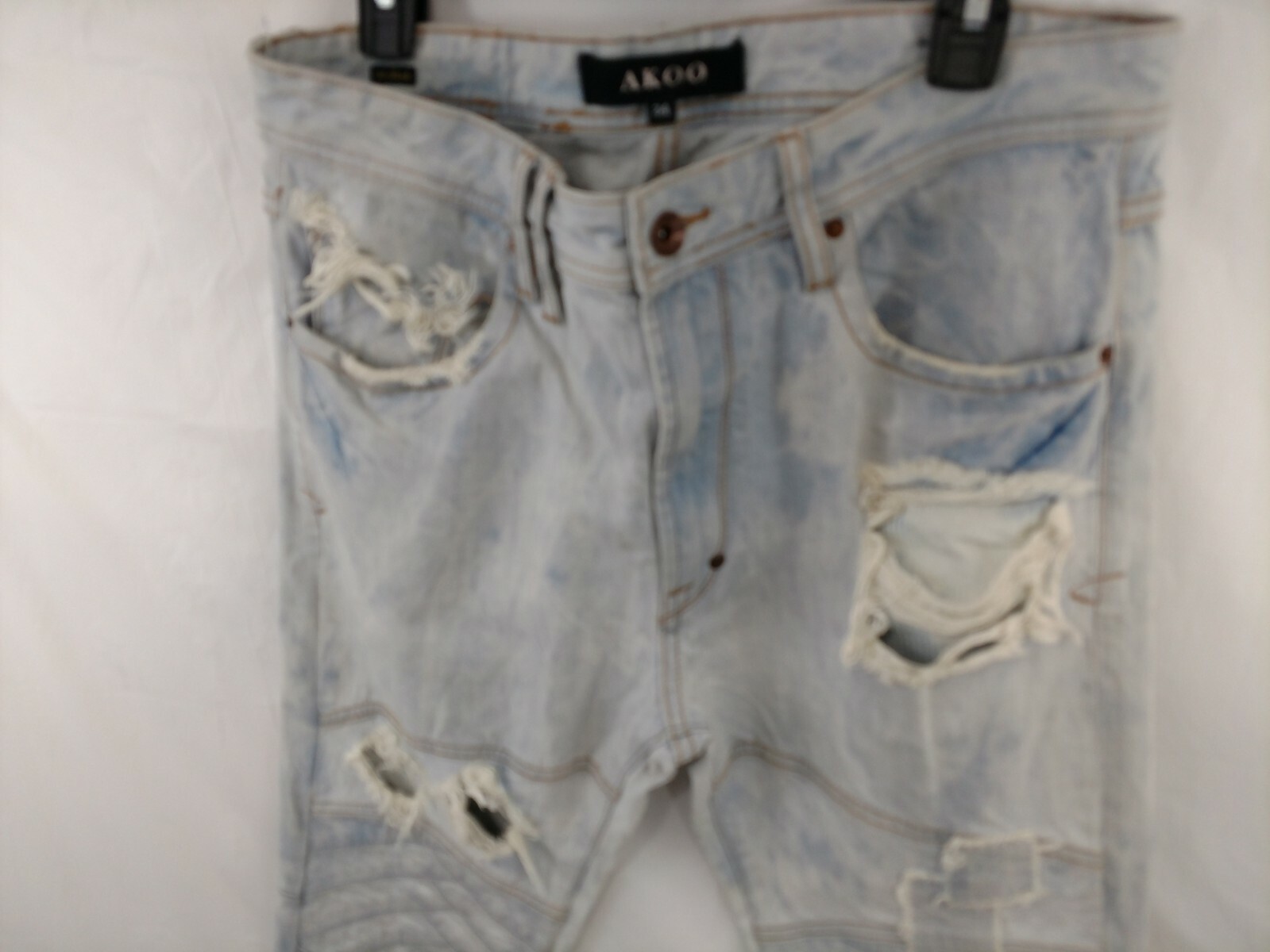 AKOO Authentic No Rivals Men's Light Blue/Wash Distressed/Destroyed ...