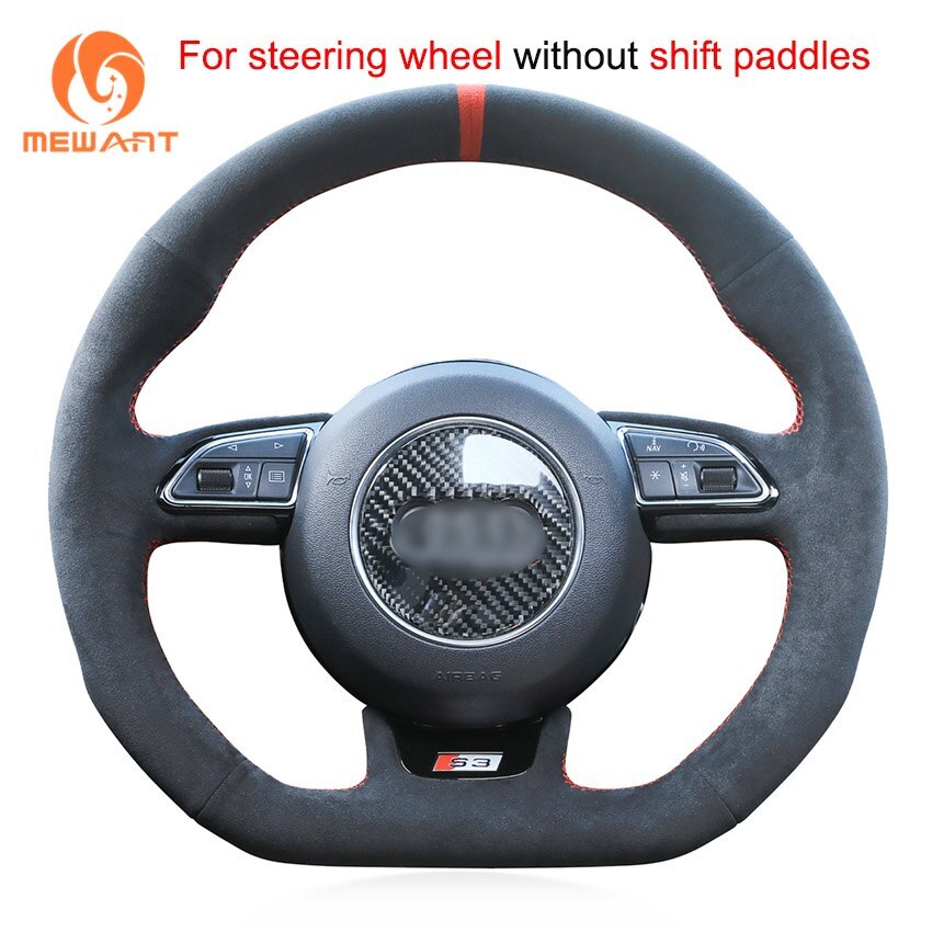 Dark Gray Alcantara Steering Wheel Cover for Audi RS Q3 RS3 RS4 RS5 RS6 ...