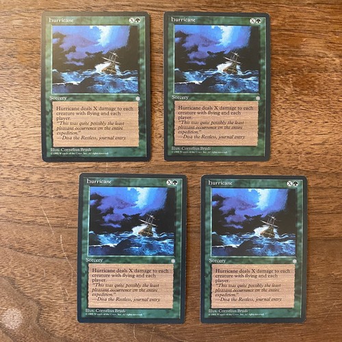 4x Hurricane NM+ NEVER PLAYED MTG Ice Age 1995 Magic x4 FREE SHIPPING ...