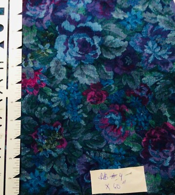 Vintage Floral Suede Cloth Fabric Gorgeous Blues Purples By the Yard | eBay