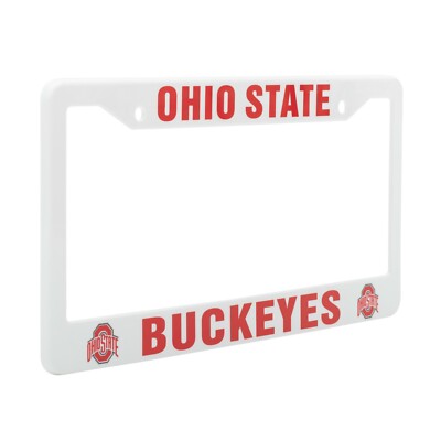 Ohio State Buckeyes OSU White License Plate Frame Cover - EliteAuto3K ...