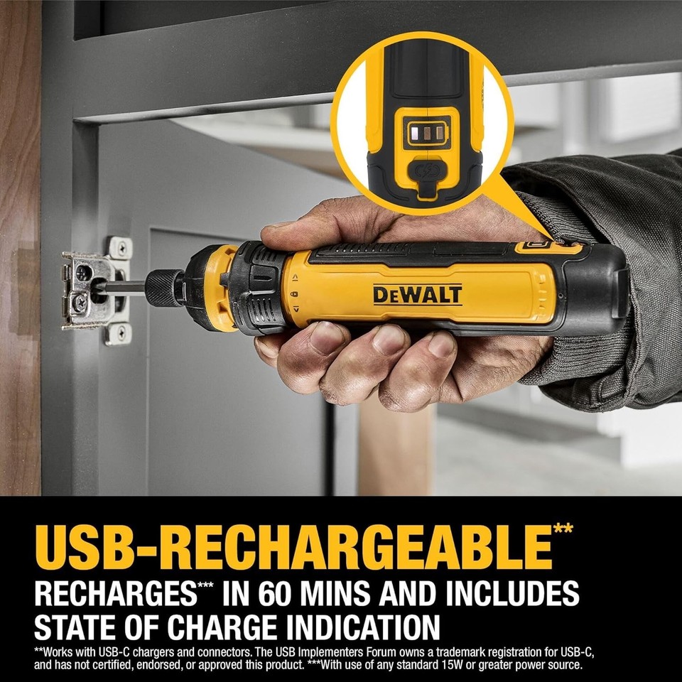 Cordless Screwdriver USB Rechargeable Screwdriver Power Cordless Tool ...