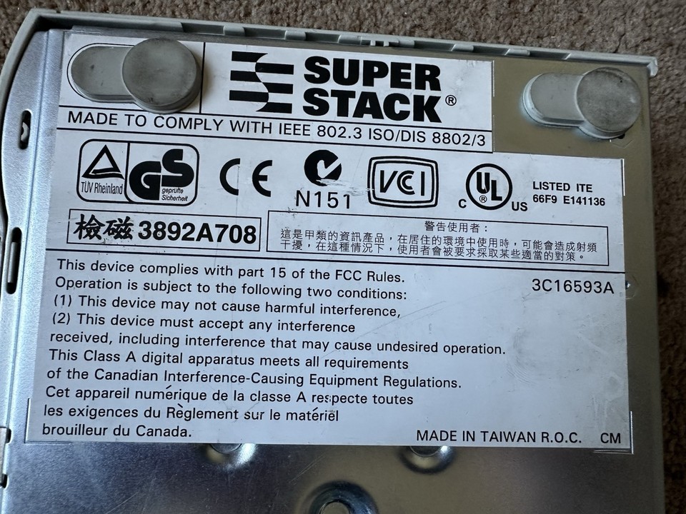 3Com 3C16593A 3COM SuperStack II Baseline Dual Speed Hub | eBay