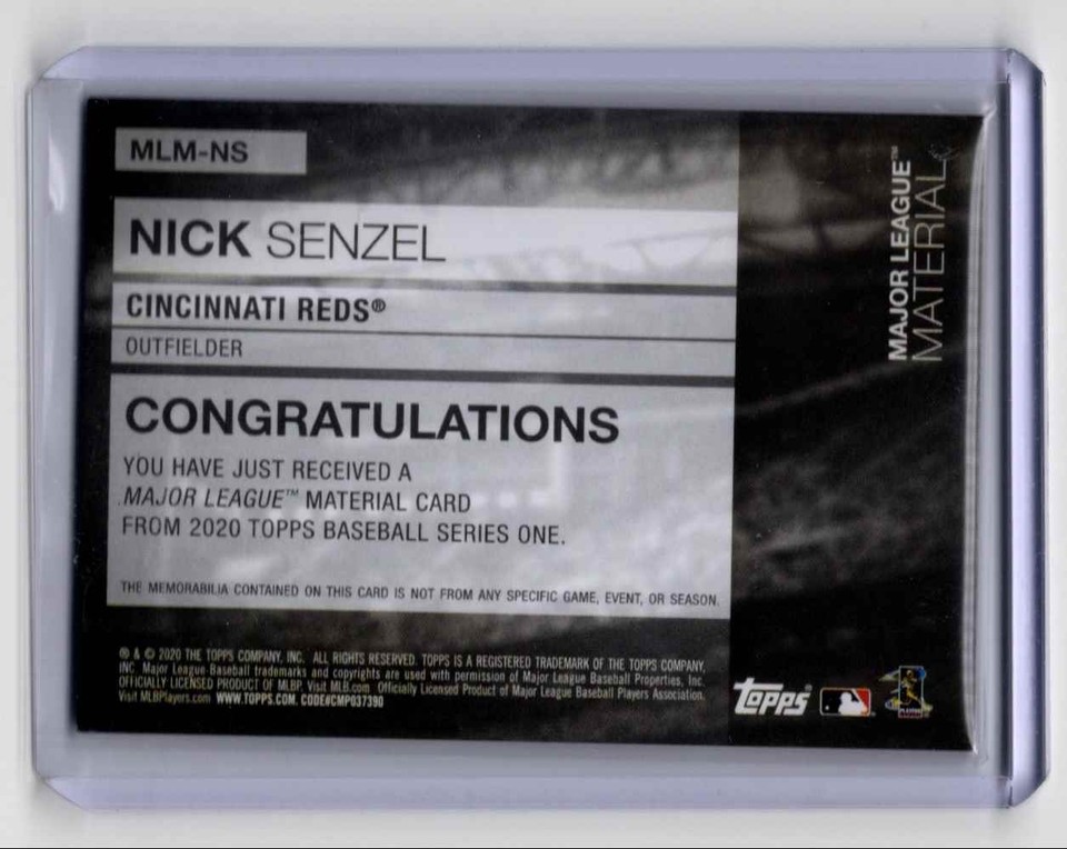 2020 Topps Nick Senzel Jersey Cincinnati Reds #290 | eBay