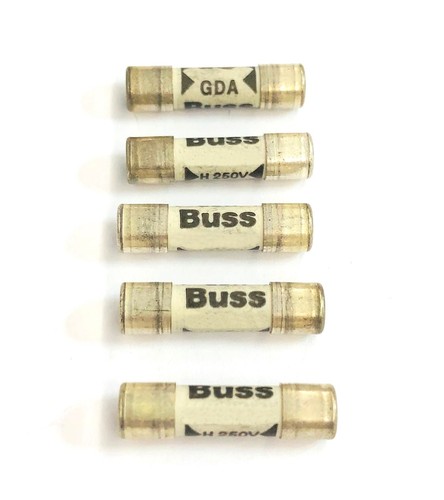 5 Pack of Buss GDA-2.5A, 2.5A @ 250V, Ceramic Fast-Acting (Fast Blow ...