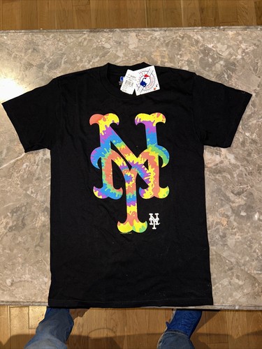 NY Mets Cotton Tee Shirt Black Medium Multicolor Logo Genuine ...