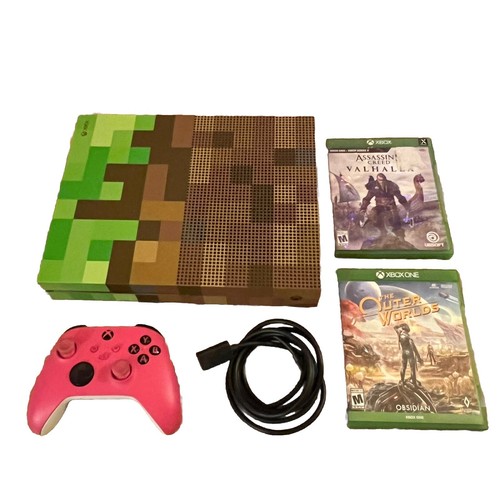 Microsoft Xbox One S Minecraft Limited Edition 1TB Console w/ pink ...