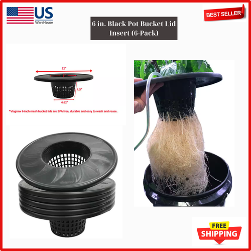 Viagrow 6 in Mesh Pot Bucket Net Lid Insert 6 Pack 5 Gallon Lids ...