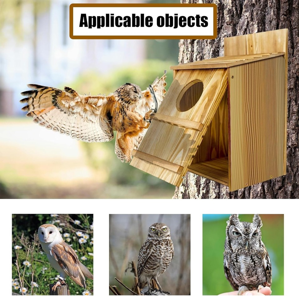 Owl House-Wooden Owl Box Owl Houses for Outdoors Suitable Home, Garden ...