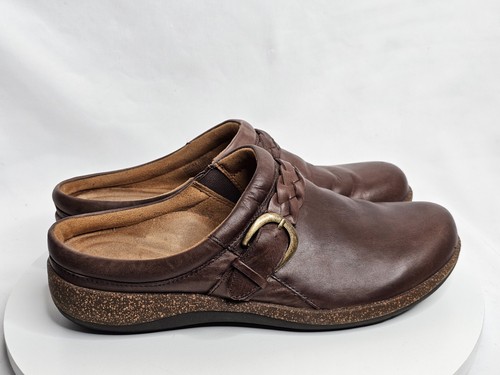 Aetrex Libby Women Shoes Brown 10M Braided Leather Casual Comfort Mules ...