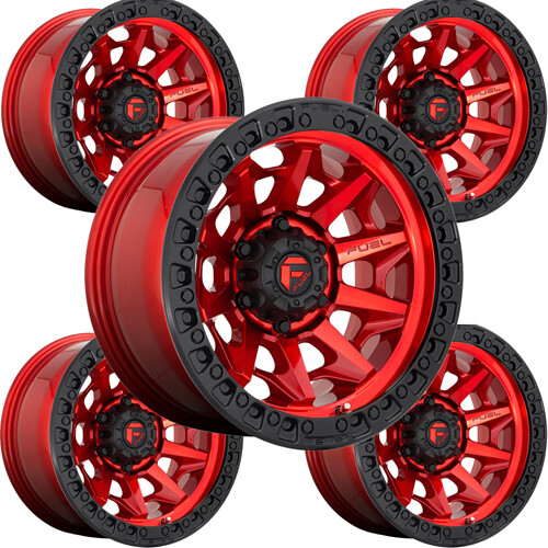 (Set of 5) Fuel D695 Covert 17x9 5x5" -12mm Candy Red Wheels Rims 17 ...