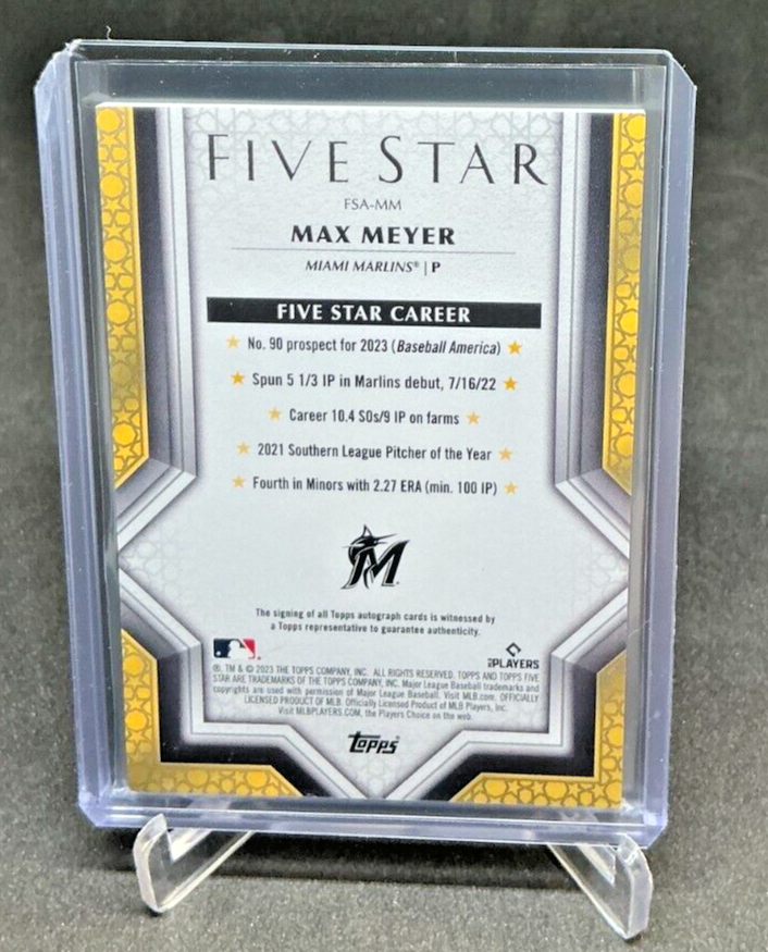 2023 Topps Five Star MAX MEYER RC On Card AUTO Marlins | eBay