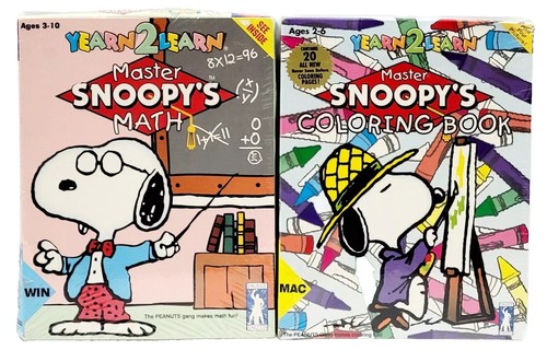 Snoopy Yearn 2 Learn Master Snoopy's Math & Coloring Book 1995 LOT of 2 ...