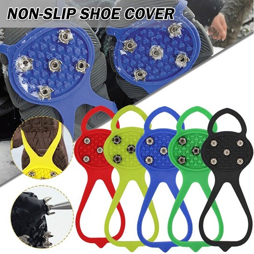 Universal Non-Slip Gripper Spikes Over Shoe 5 Teeth Crampons Ice Shoes ...