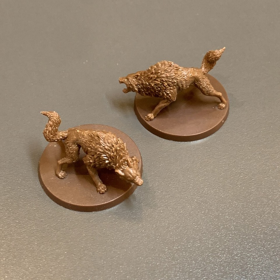 2Pcs Brown Dire Wolf Board Game Miniatures Dungeons & Dragon Role ...