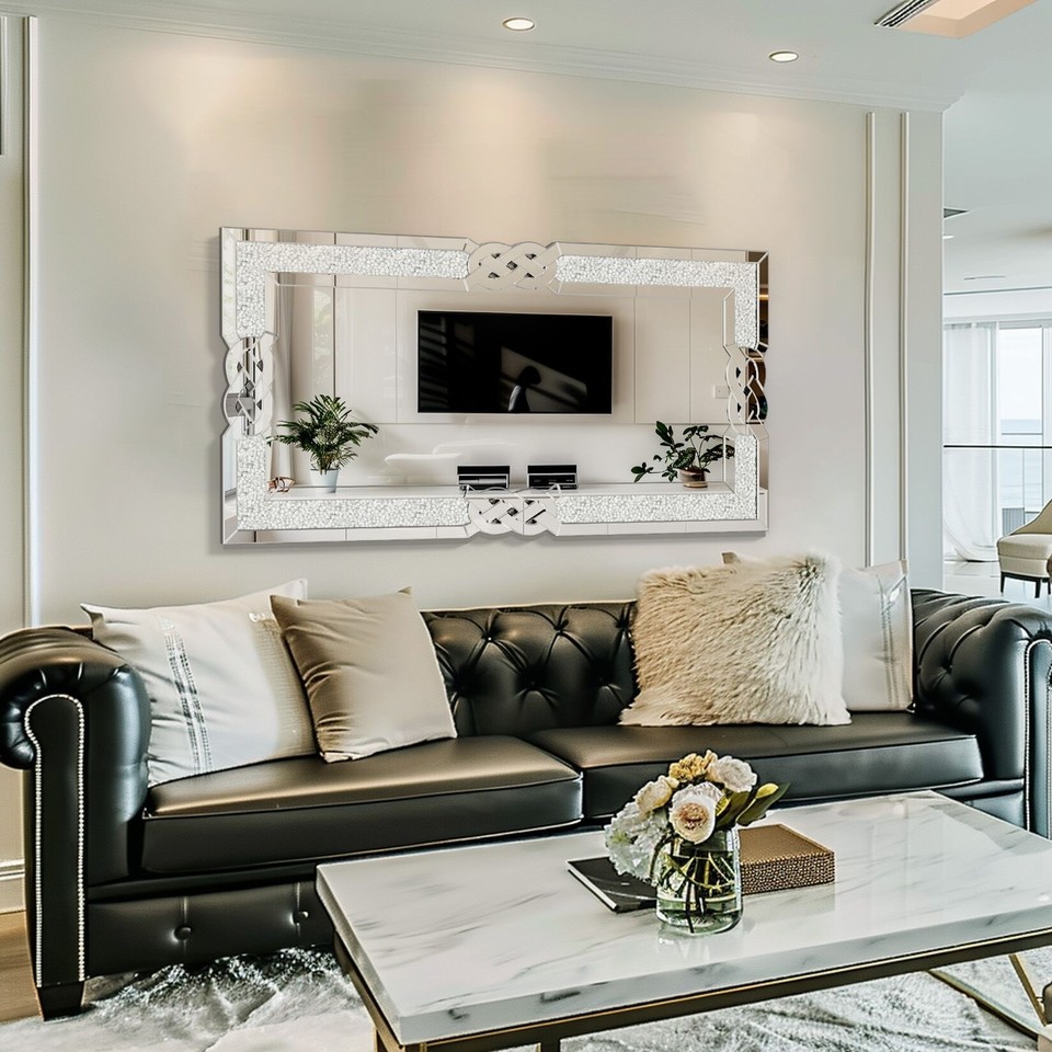 Crystal Crush Diamond Wall Mirror Rectangle Silver Mirrors for Wall ...