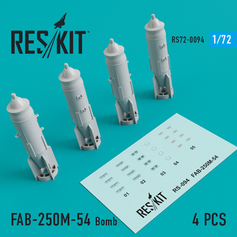 Reskit RS72-0094 - 1/72 – Resin FAB-250М-54 Bomb (4 pcs) Resin Detail ...