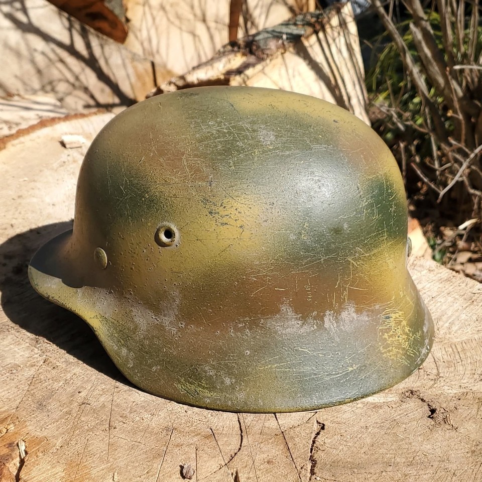 WW2 M40 German Steel Helmet ET64 Size 57/58 Normandy Campaign Camo ...