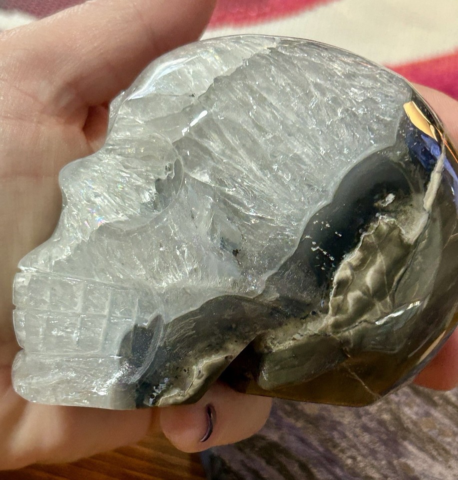 Volcano Agate With Quarts & Rainbows UV Crystal Carving Polished Stone ...