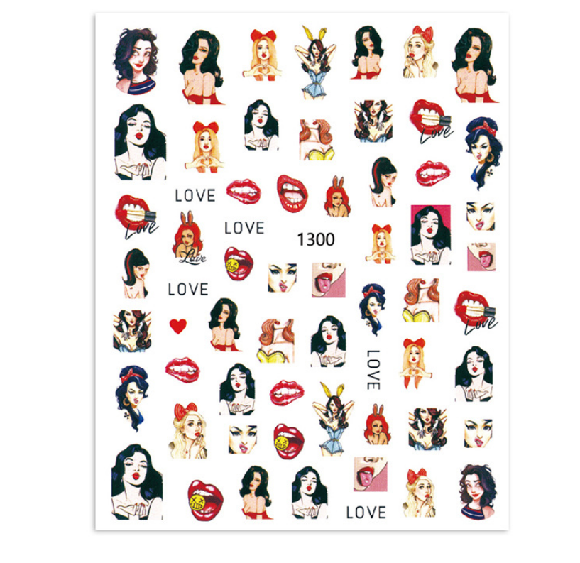 Nail Art Stickers Decals Transfers Sexy Lips Pop Art Lollipops Bad Girl ...