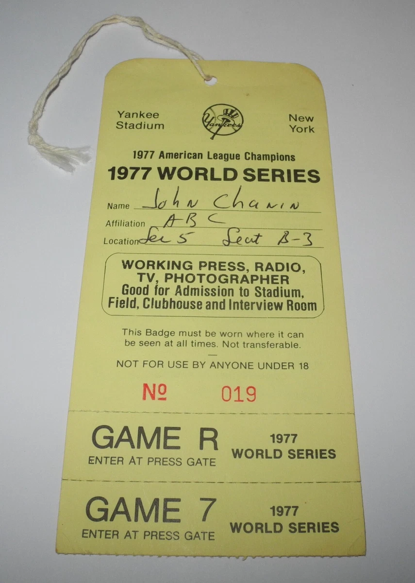 Yankees Press Pass Cards