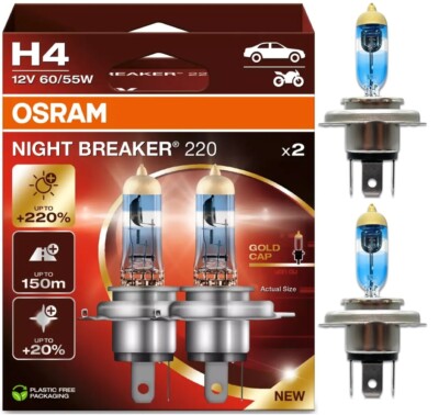 Osram Night Breaker 220 9003 HB2 H4 60/55W Two Bulbs Fog Light High ...