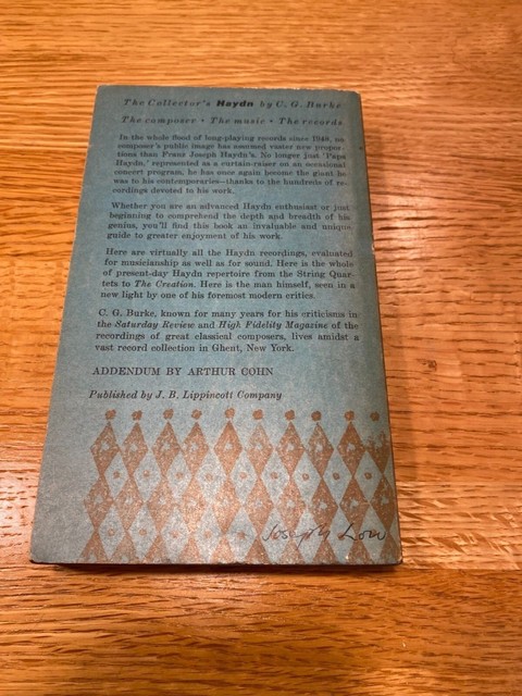 Keystone Books in English: The Collector's Haydn by Cornelius G. Burke ...