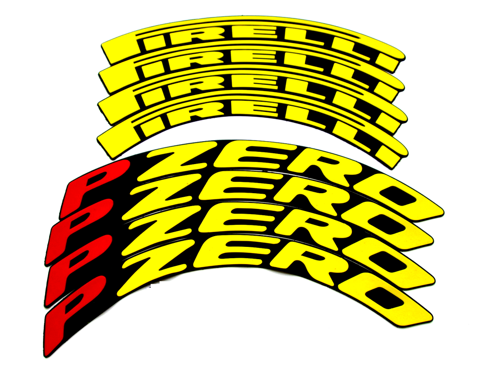Yellow P zero Sticker Tire Lettering Stickers 1" 14" to 24" 8x Kits | eBay