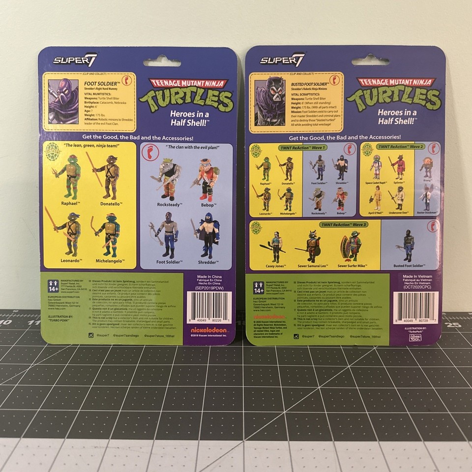 ReAction Figures TMNT Foot Soldier Busted New MOC Sealed Ninja Turtles ...