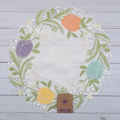 Cutout Centerpiece Placemat 16 in Tulip Scroll Spring Floral Flowers ...