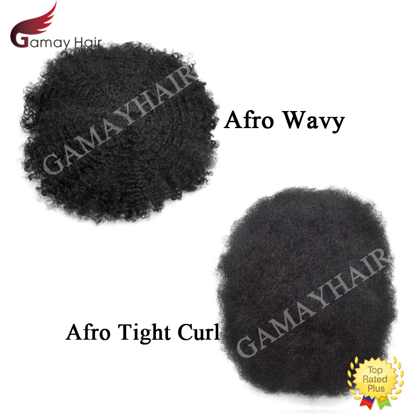Full Lace Afro Curl Mens Toupee African American Human Black Hair Curly ...