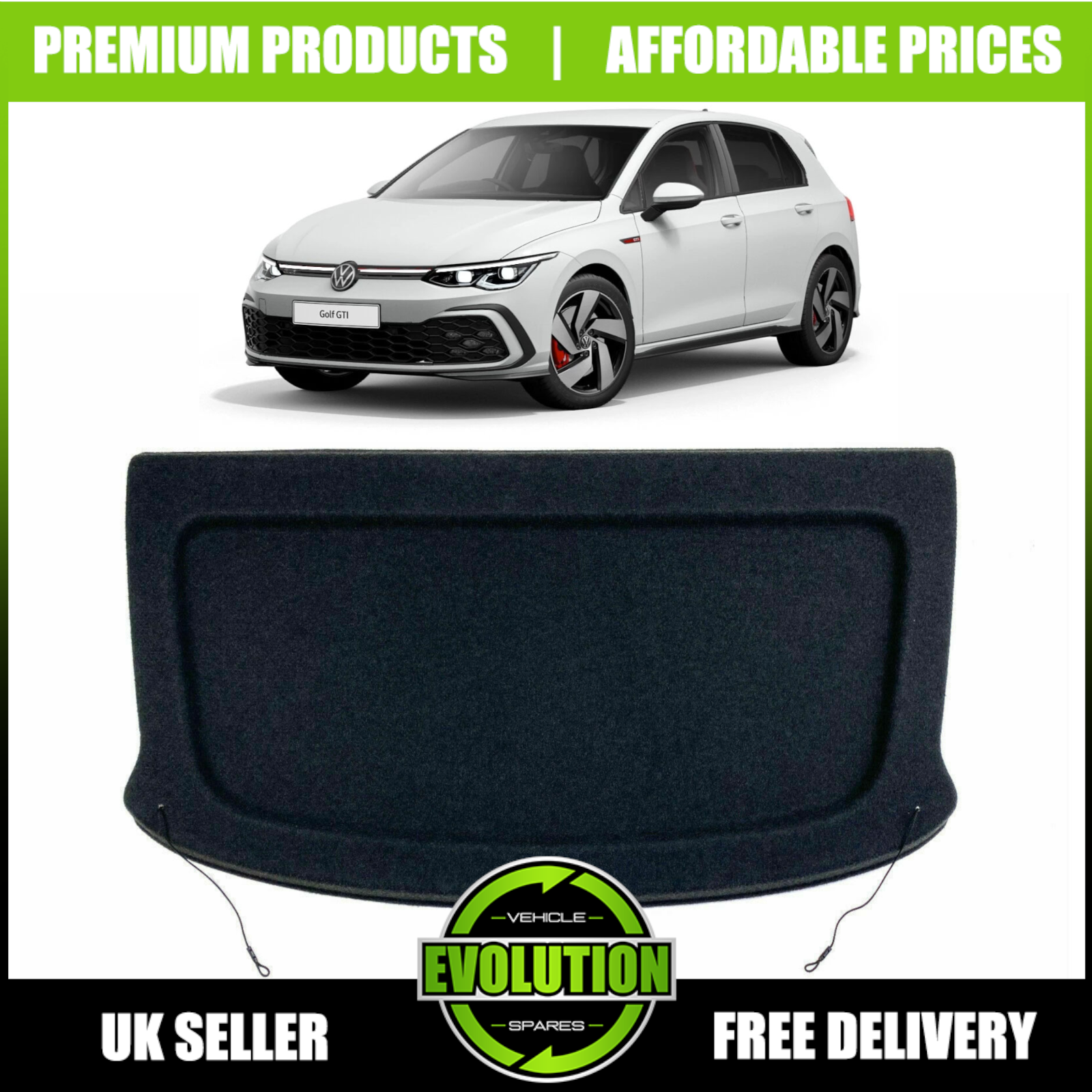 VW GOLF MK8 PARCEL SHELF LOAD LUGGAGE COVER BLIND BLACK 2019-2022 | eBay UK