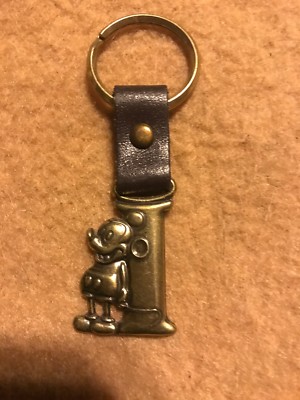 Disney Mickey Mouse Brass Leather Initial I Keychain 3.5'' | eBay
