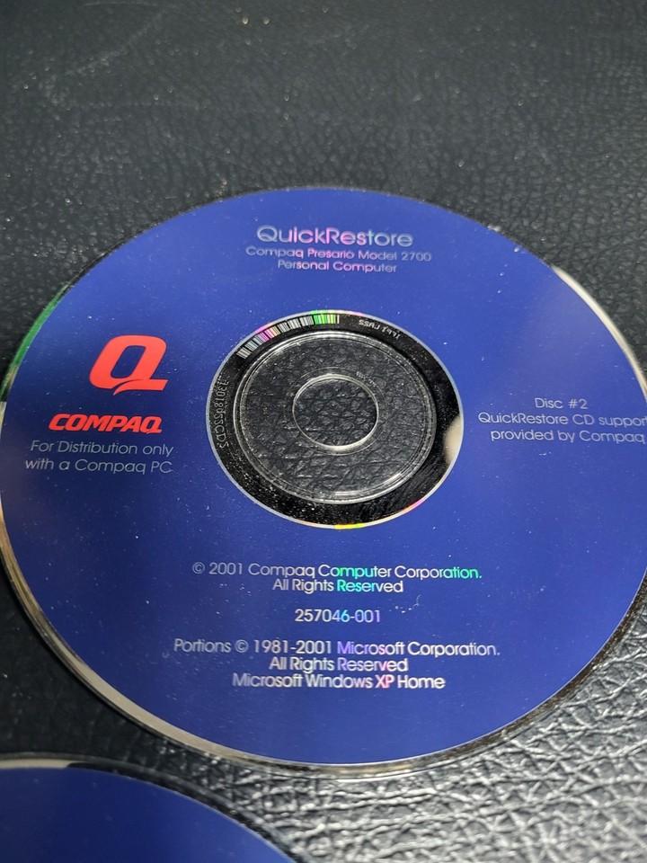 Compaq Presario Quick Restore Disc 1-3 (2001 Pre-Owned PC Computer CD ...