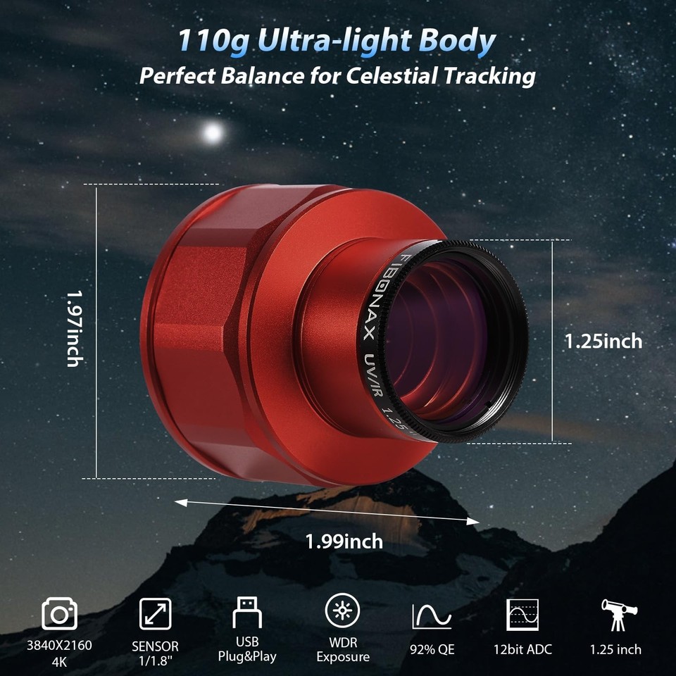 Telescope Camera 4K, 8MP Astrophotography Camera - 1.25" Telescope ...