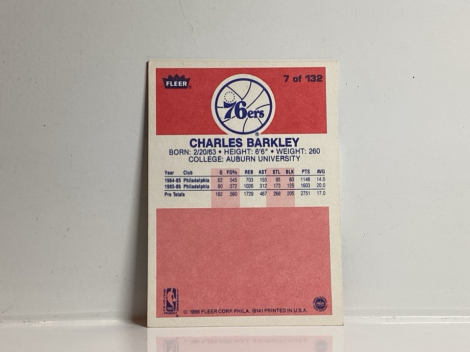 1986 Fleer Basketball Charles Barkley Rookie Card #7 Of 132 Hall Of ...