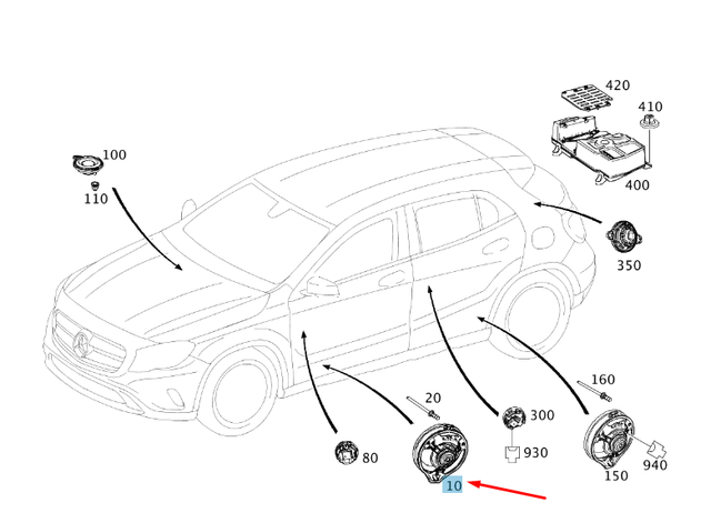 MERCEDES W176 Left Door Speaker A2468200100 a Class 2017 for sale ...
