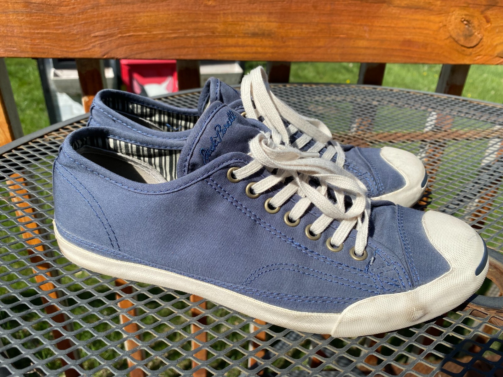 Converse Jack Purcell Blue Canvas Shoes 141995C Striped Lining Mens 7.5 ...