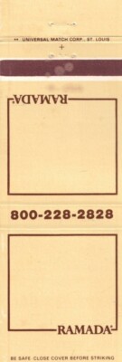 RAMADA-STATESVILLE,N.C.-EMPTY-MATCHBOOK-ONE 1/2 INCHES WIDTH-1980'S | eBay