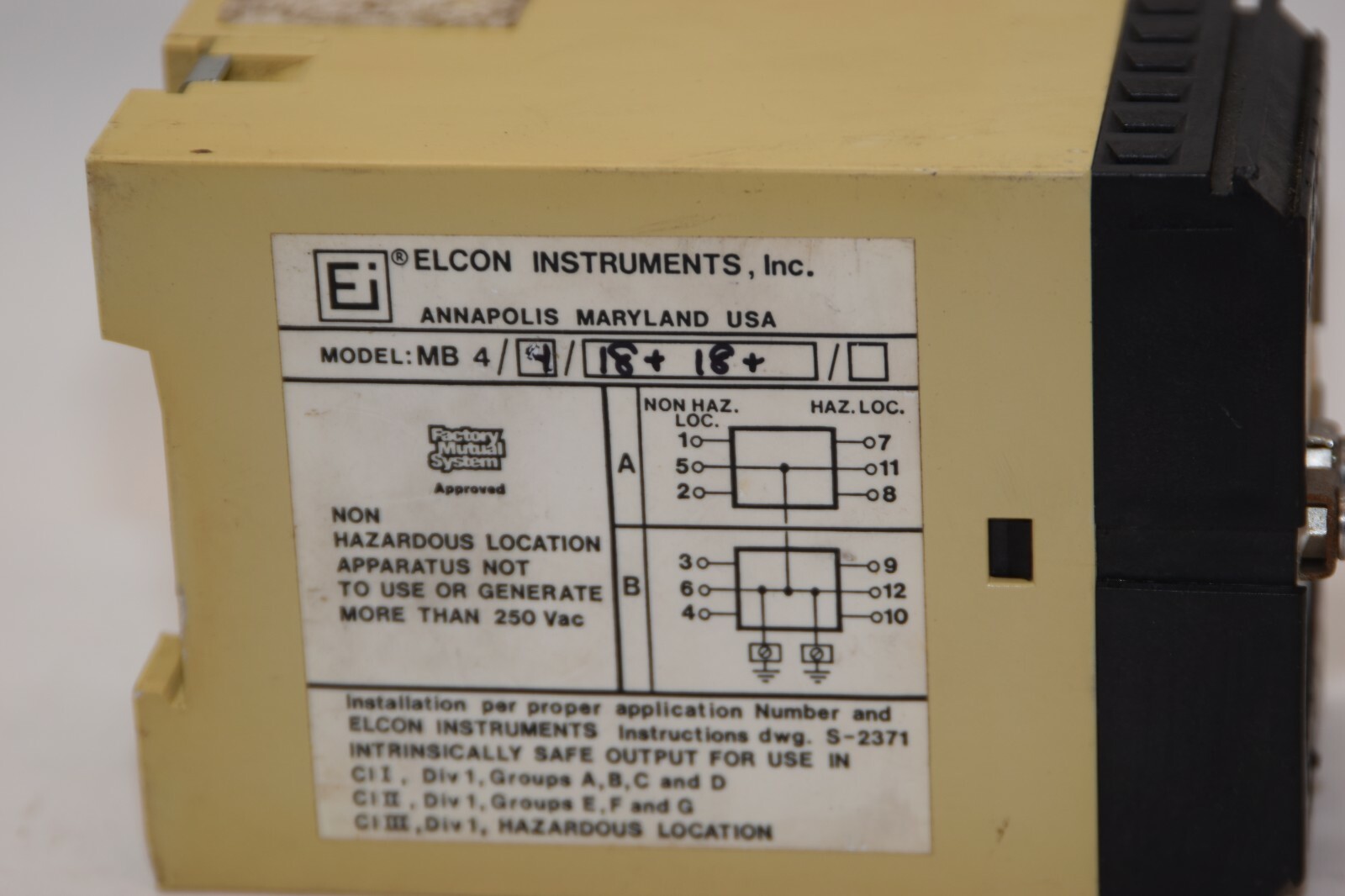 ELCON INSTRUMENTS INC MB4/4/18+18* Intrinsic Safety Barrier | eBay