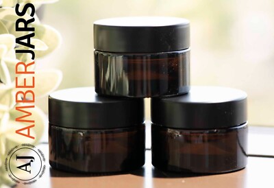 15ml Amber Glass Jar Matte Black wadded lid - Lip balm herbal ointment ...