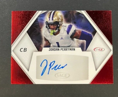 2023 SAGE - Jordan Perryman #A-JP Washington Huskies - ROOKIE Red AUTO ...