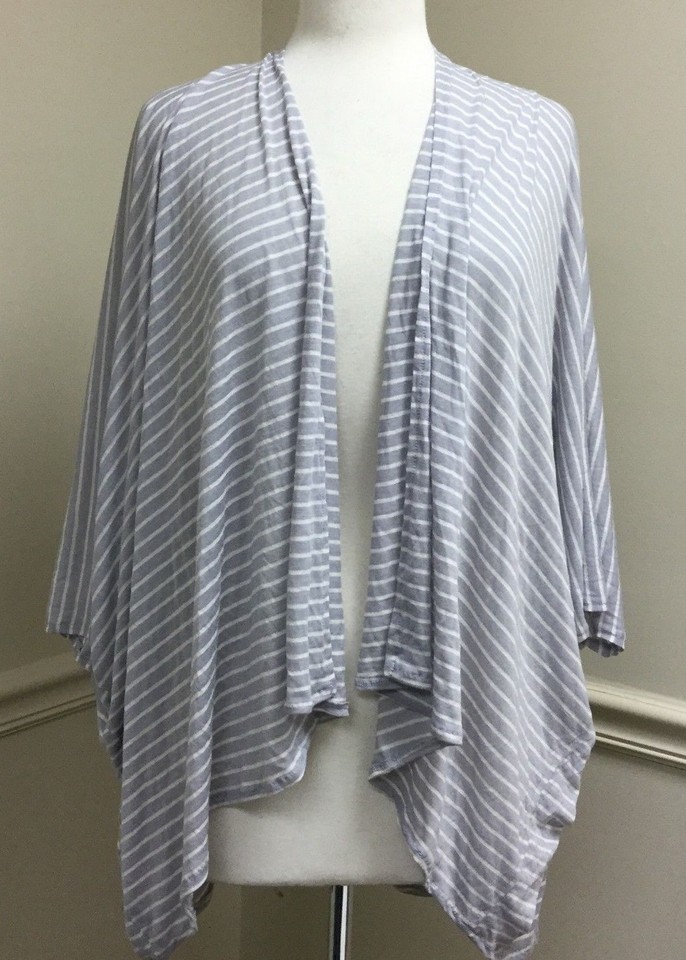 Cejon Women's Soft Knit Cocoon Drapey Open Cardigan Sweater Striped ...