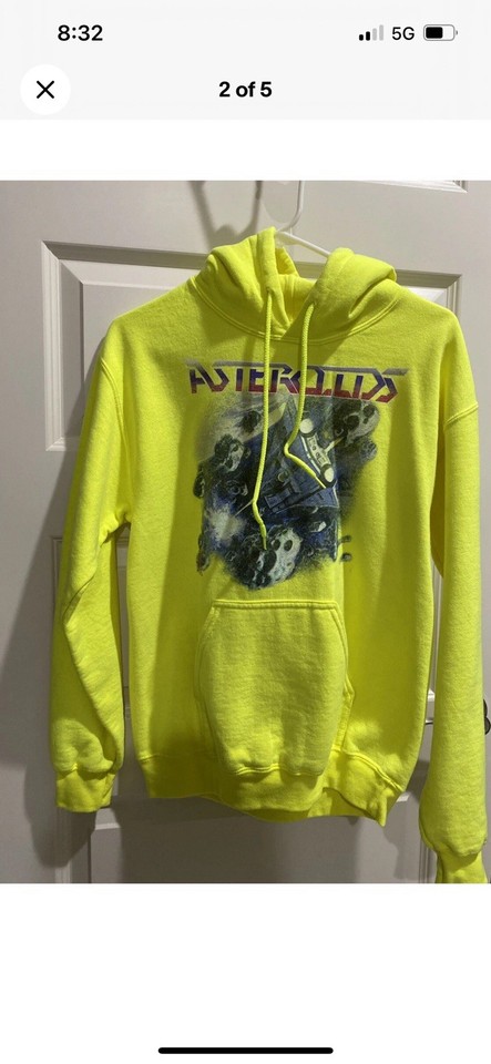 Atari Asteroids Video Arcade Retro Game Small S Neon Yellow | eBay