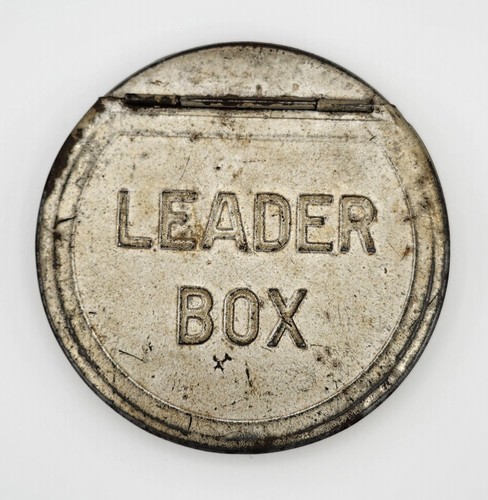 Vintage Tin Fishing Leader Box 1930s–1950s Hinged Lid Embossed Tackle ...