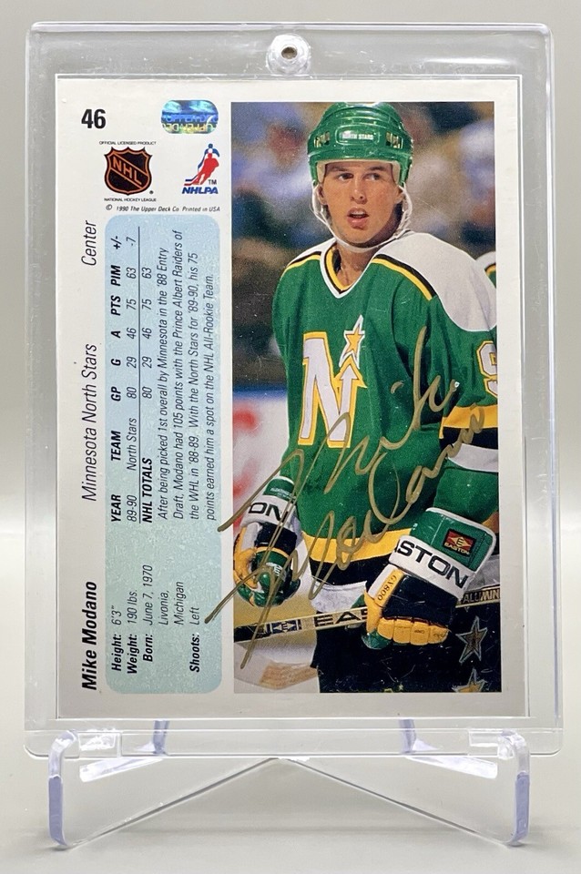 MIKE MODANO 1990 Upper Deck #46 Rookie Front & Back GOLD INK Dual ...