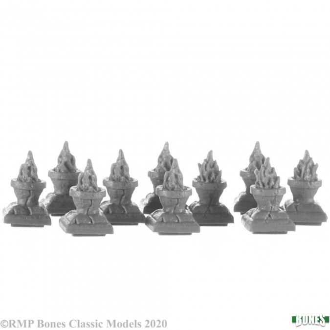 Reaper 77732 Brazier Pillar Tops [10] (Bones) Graveyard Finials Terrain ...