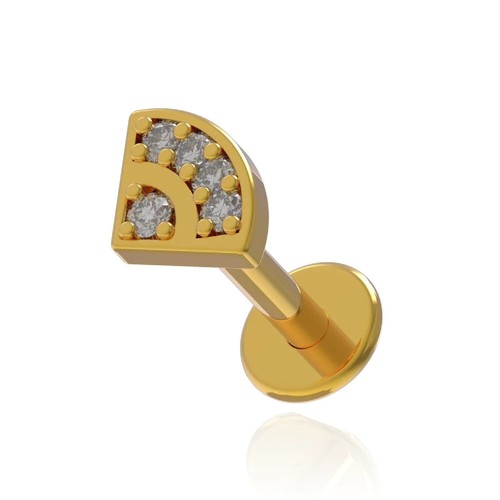 Surgical Steel Multi CZ V-Shape Internally Threaded Flat Back Bar Stud ...