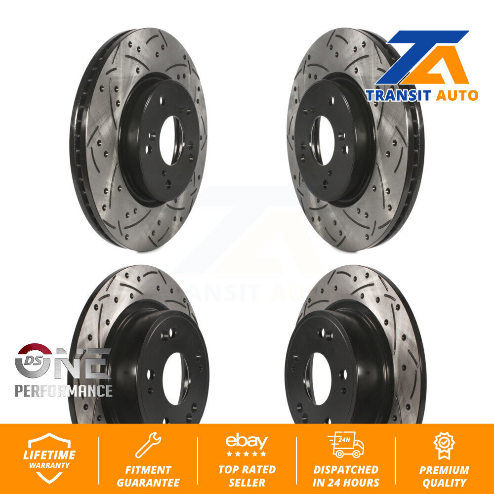 Front Rear Coated Drilled Slotted Disc Brake Rotors Kit For Honda ...