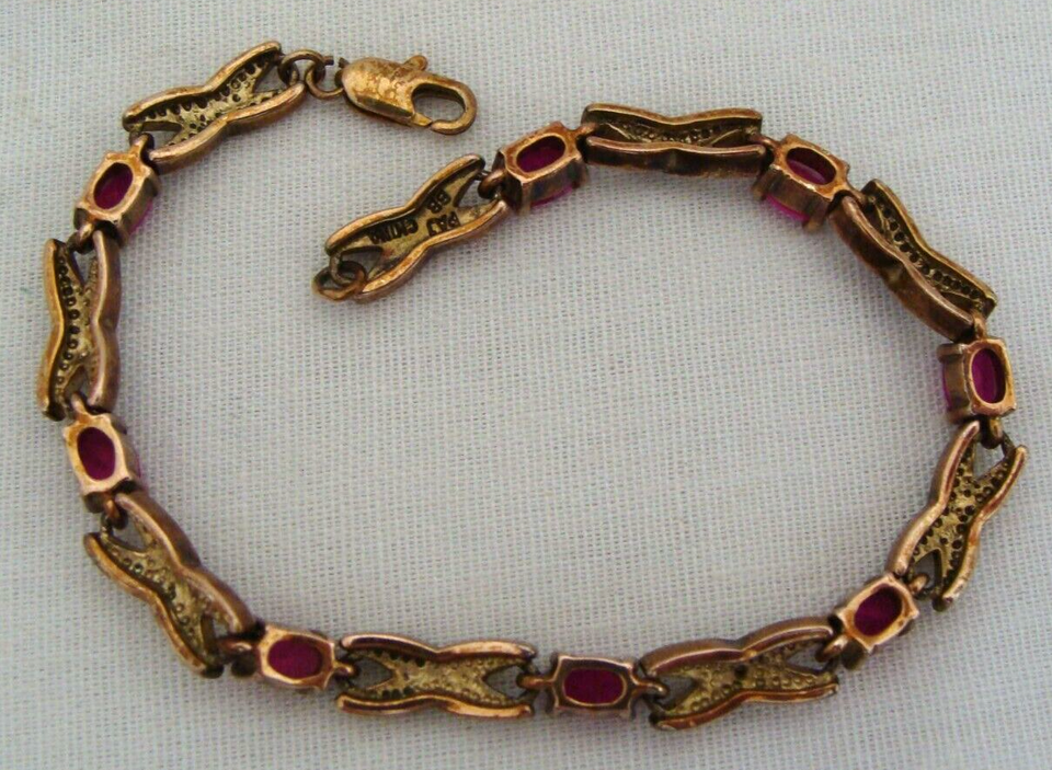 PAJ BB Prime Art Jewelry Gold-Tone Silver-Tone & Faux Ruby Tennis Style ...